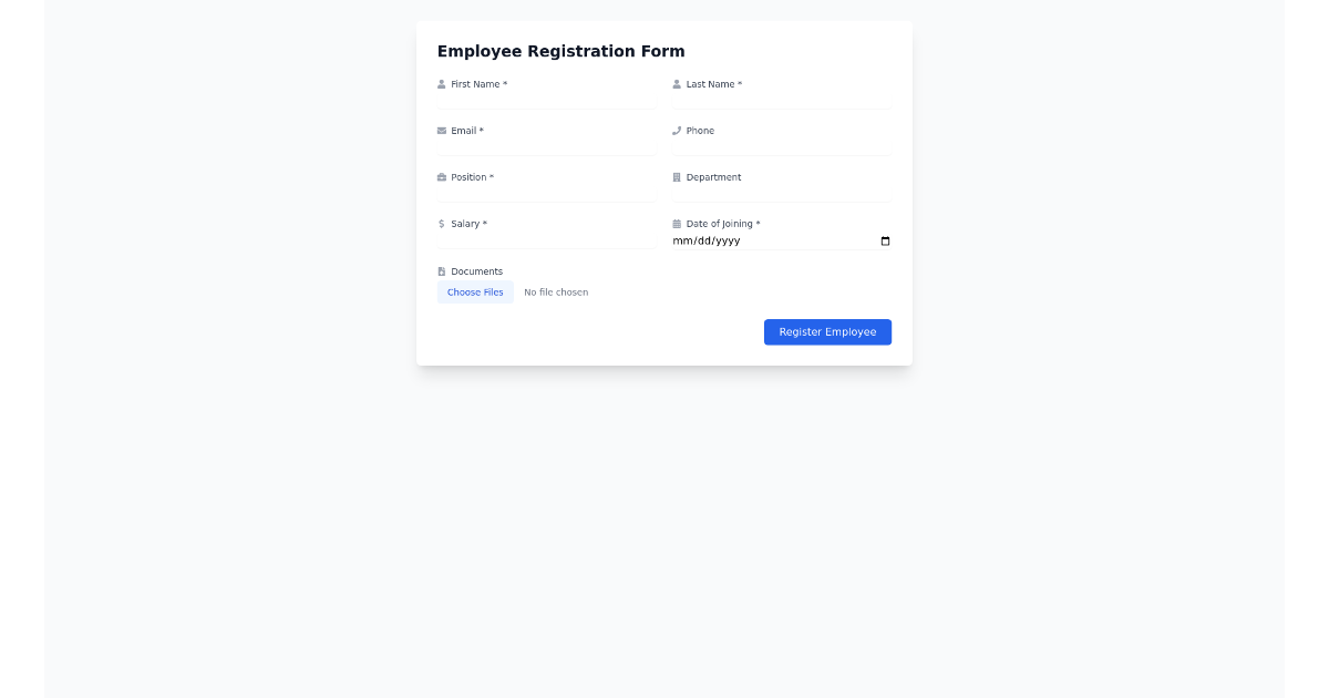 Employee Addition Form - Free React, Tailwind Component