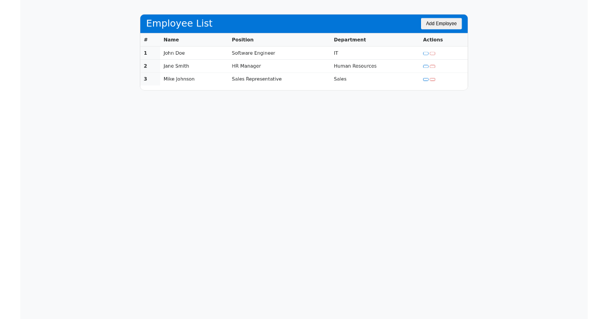 Responsive Employee List - Free Html, Bootstrap Component