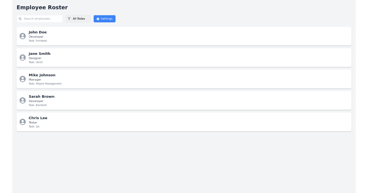 Employee Roster - Free React, Tailwind Component