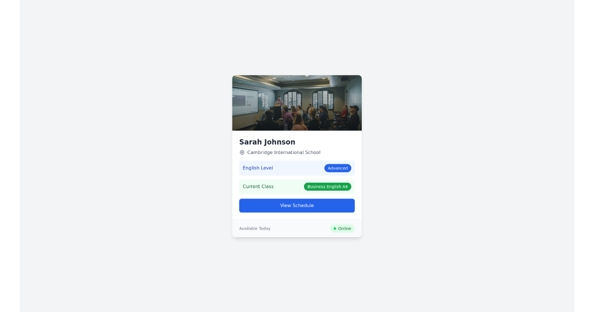 Teacher Profile Card - Free Html, Tailwind Component