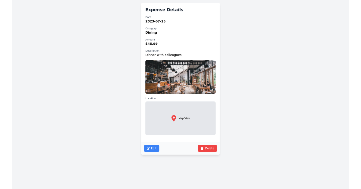 Expense Detail Page - Free React, Tailwind Component
