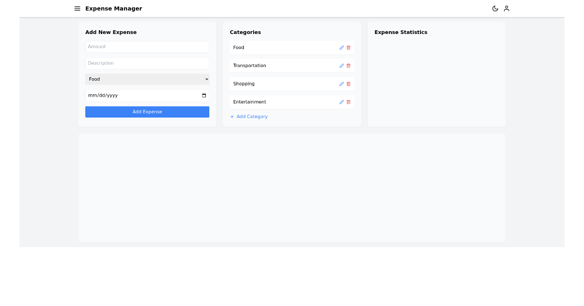Expense Manager React Component with Tailwind UI