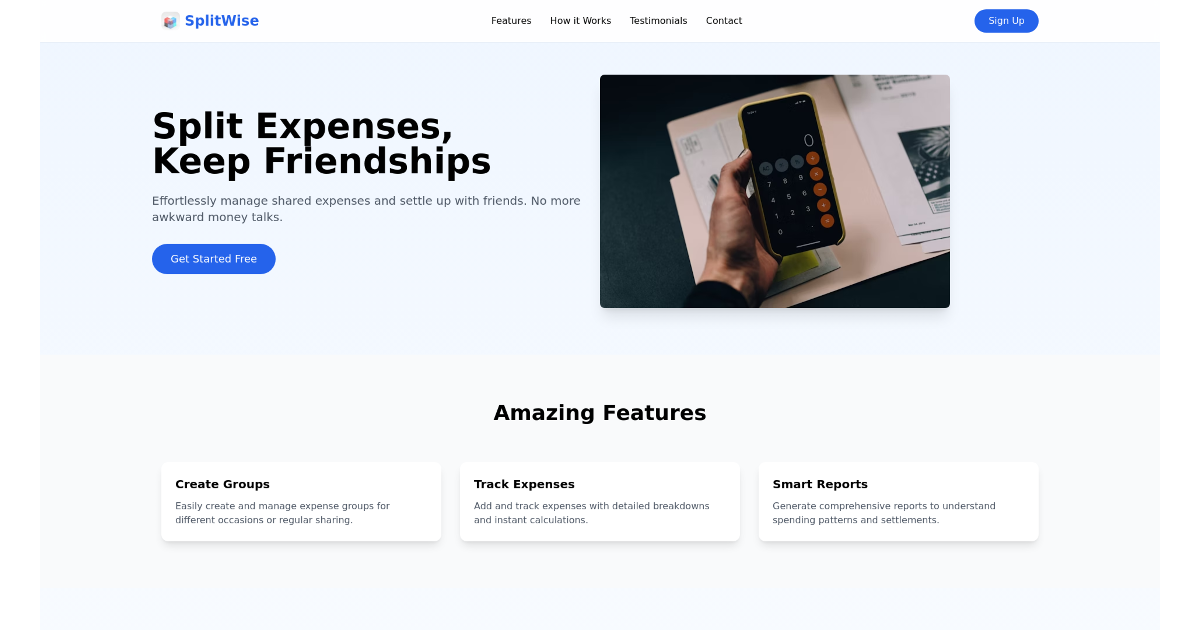 Expense Landing Page - Free Angular, Tailwind Component