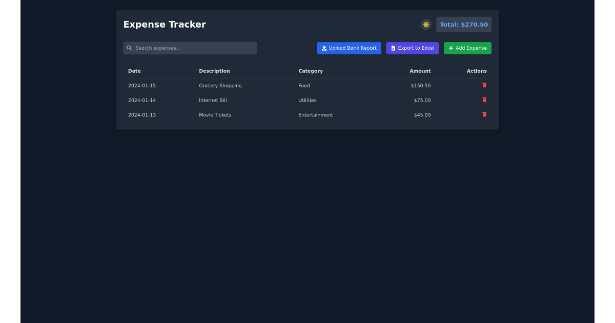 Expense Tracker - Free React, Tailwind Component