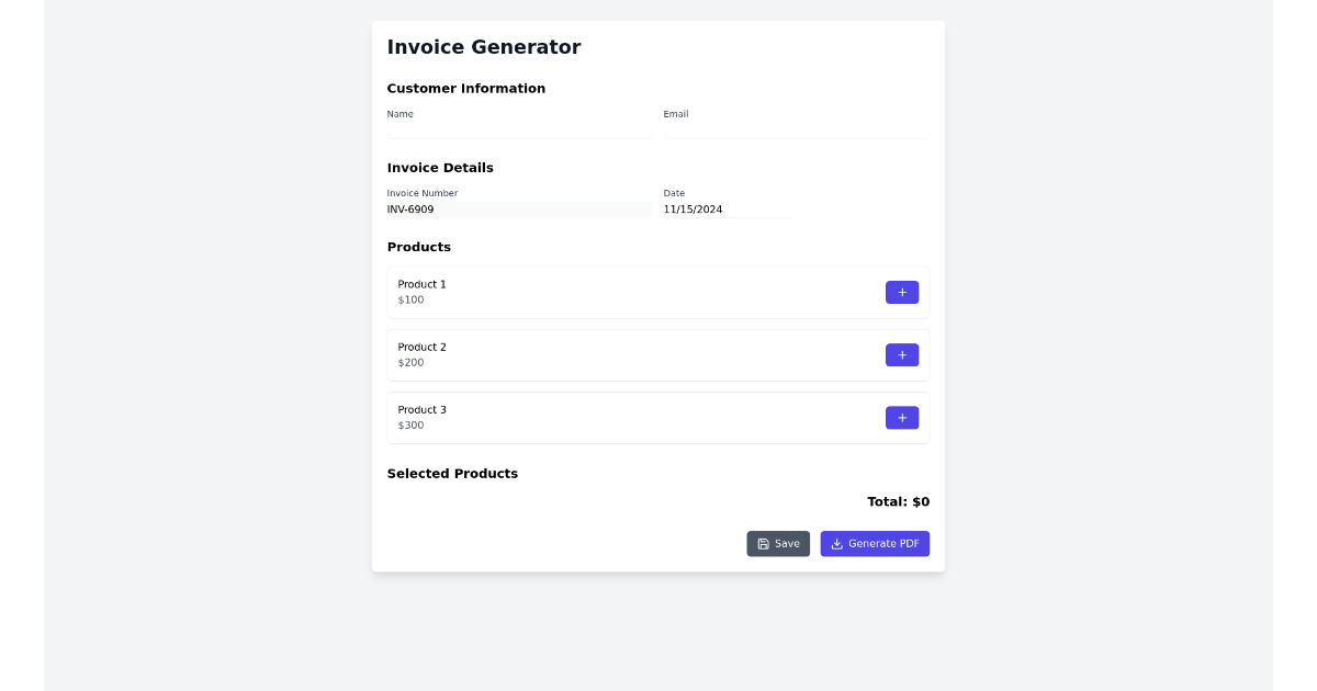Invoice Generator - Free React, Tailwind Component