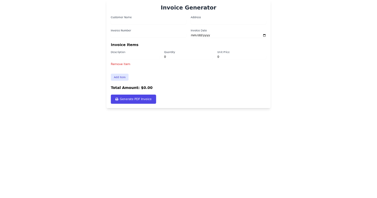 Invoice Generator - Free React, Tailwind Component