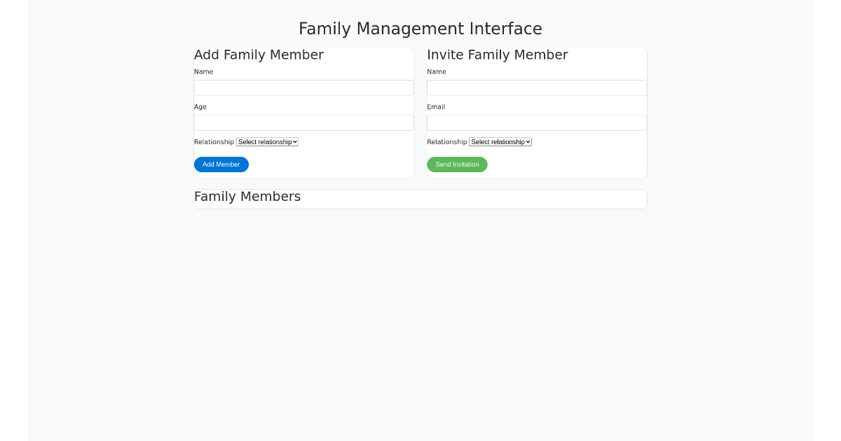 Family Management Interface - Free Html, Bootstrap Component