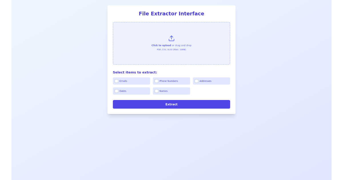 File Extractor Interface - Free React, Tailwind Component