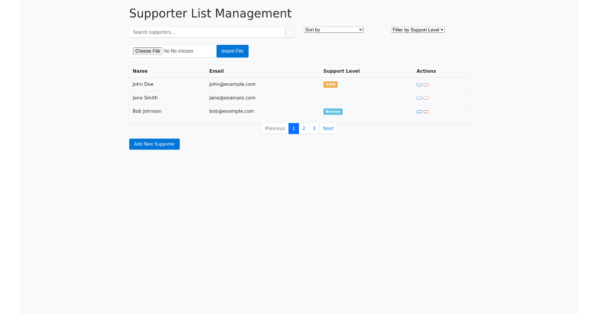 Supporter List Manager - Free Html, Bootstrap Component