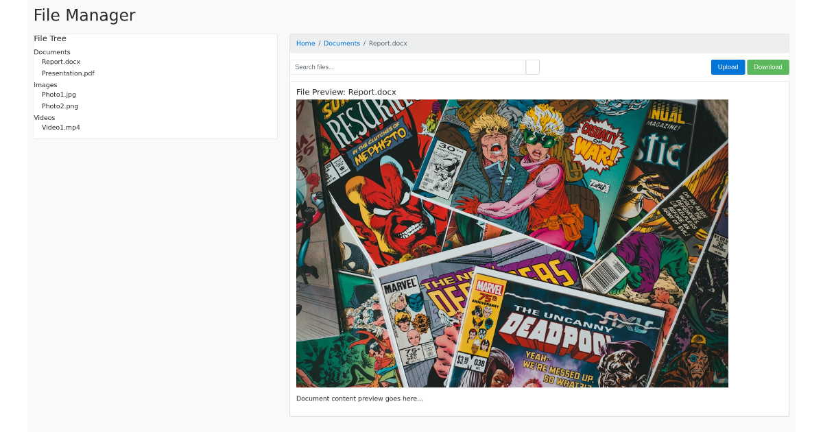 File Manager Component - HTML & Bootstrap