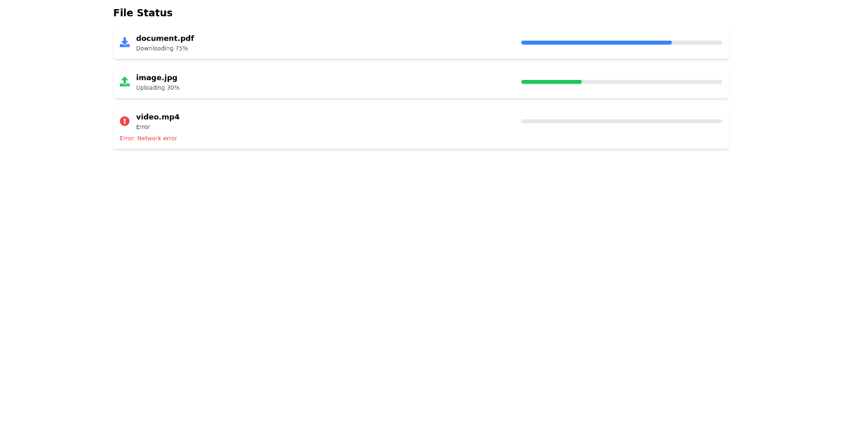 File Status List Item - Free React, Tailwind Component