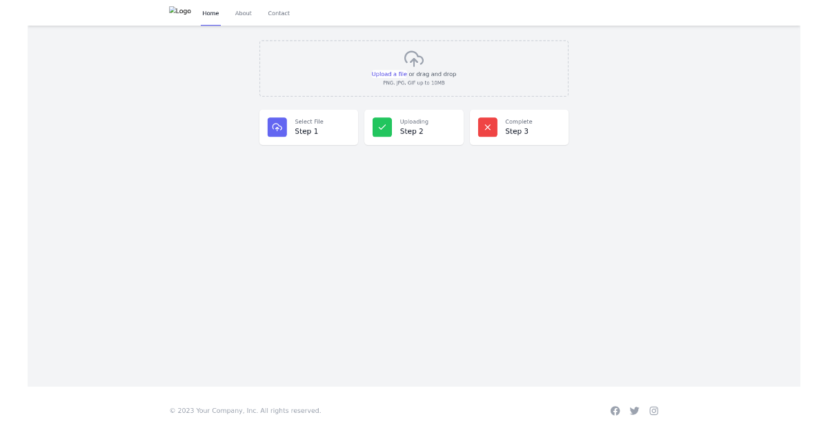 File Upload Website - Free React, Tailwind Component