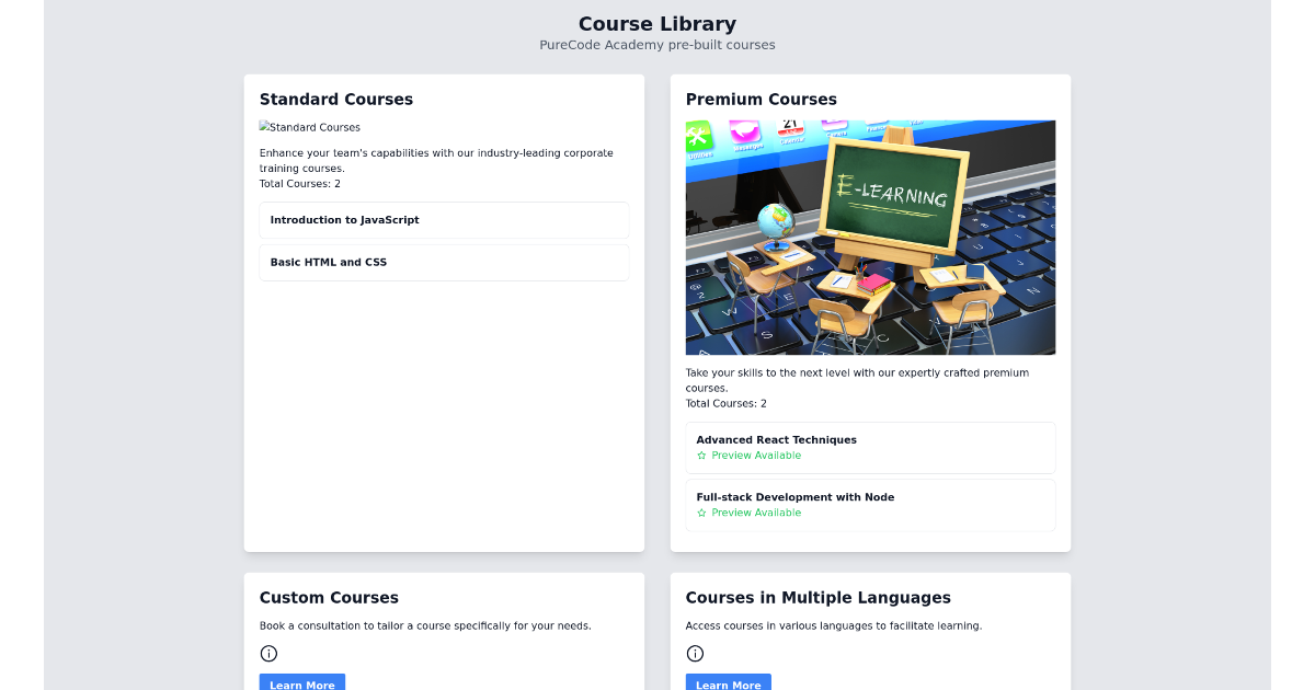Course Library Dashboard - Free React, Tailwind Component
