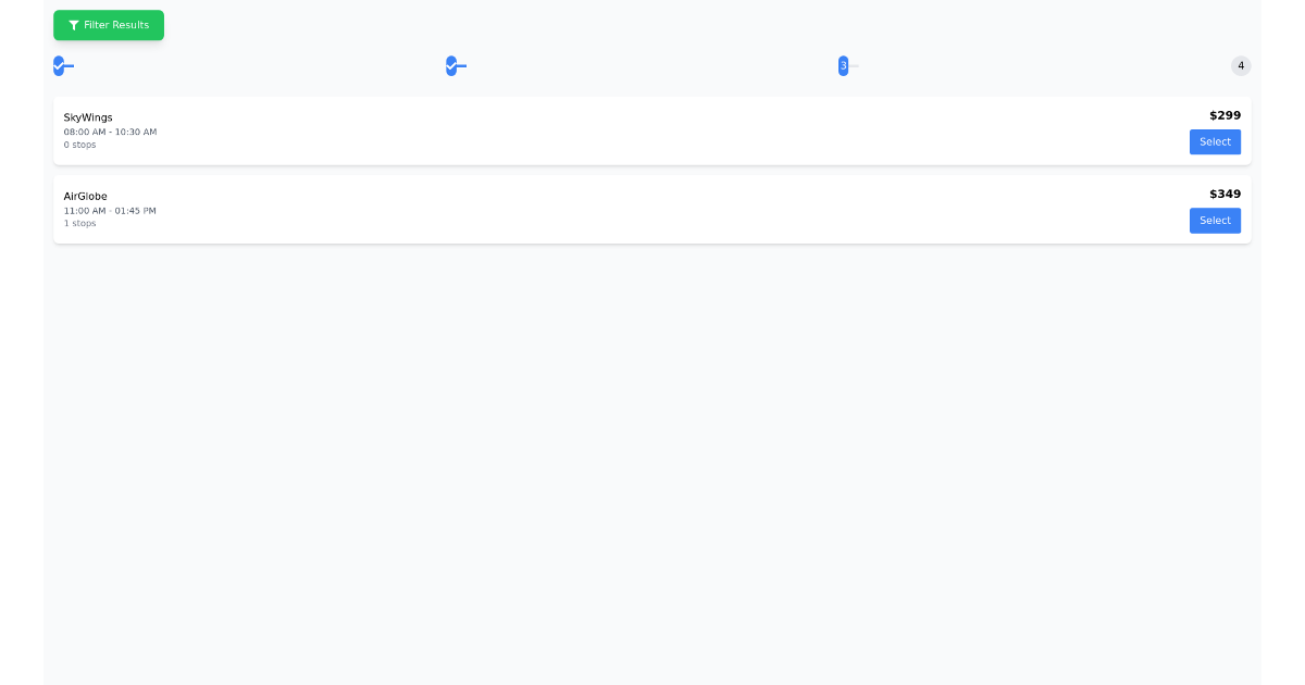 Flight Booking Interface - Free React, Tailwind Component