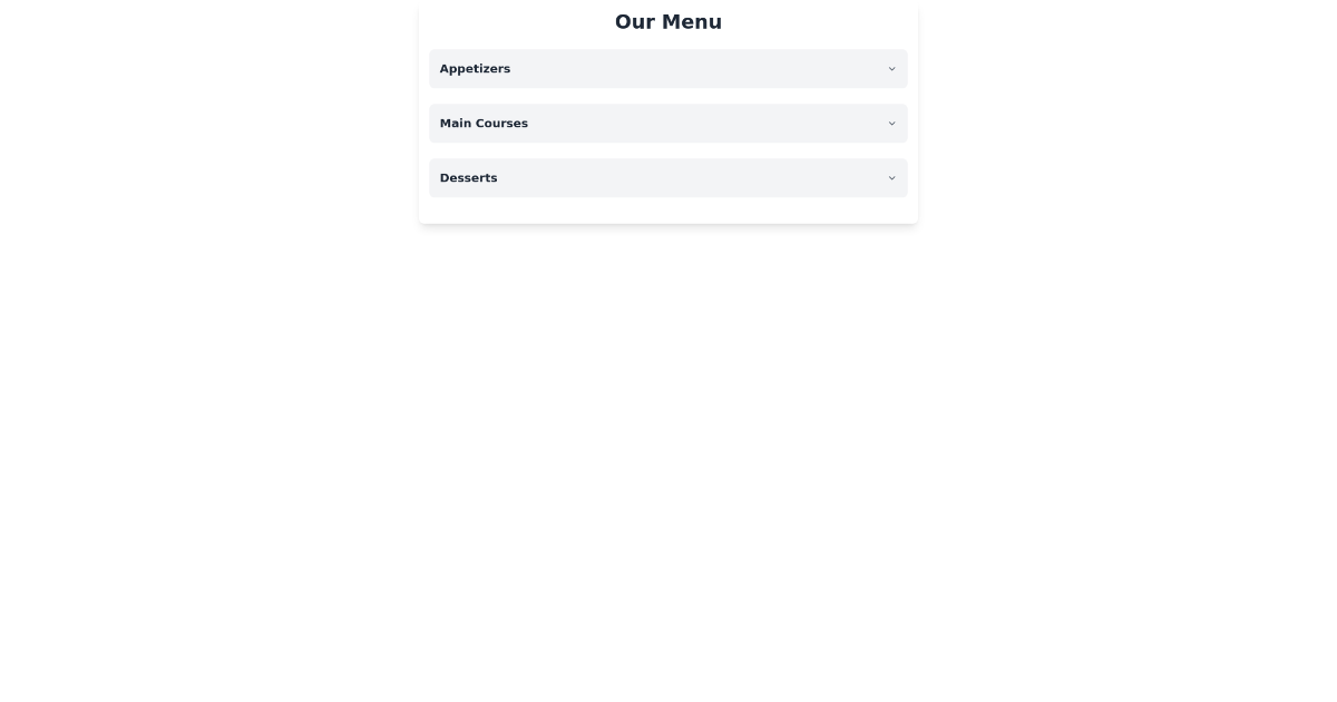 Menu Accordion - Free React, Tailwind Component