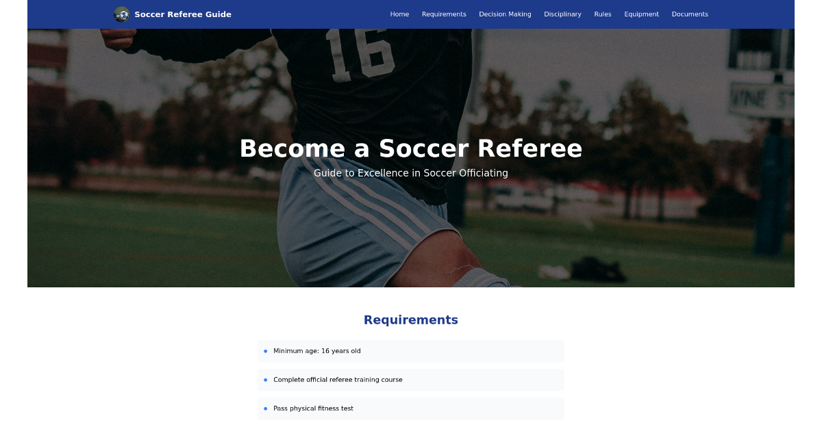Soccer Referee Guide - Free Html, Tailwind Component