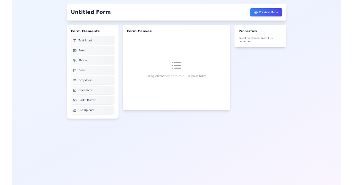 Form Builder Free React Tailwind Component