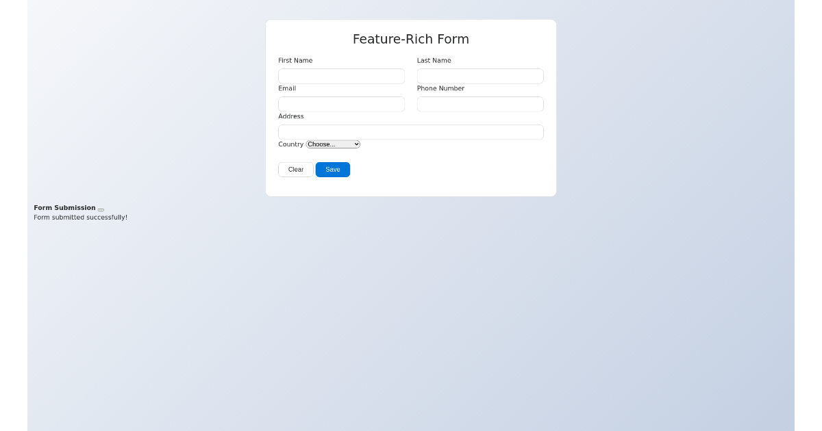 Feature- Rich Form - Free Html, Bootstrap Component