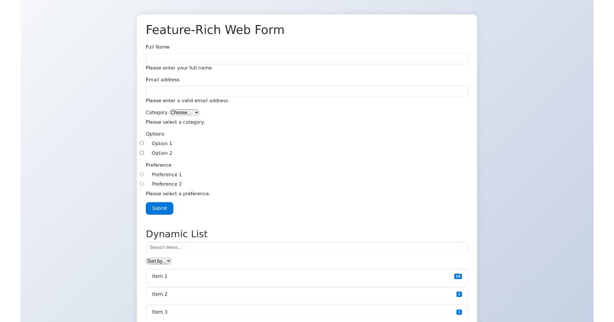 Bootstrap Form and List Feedback Components | Easy to Use