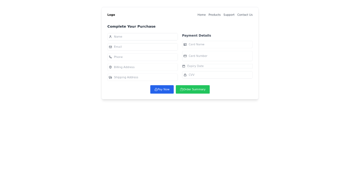 Payment Form Layout - Free React, Tailwind Component