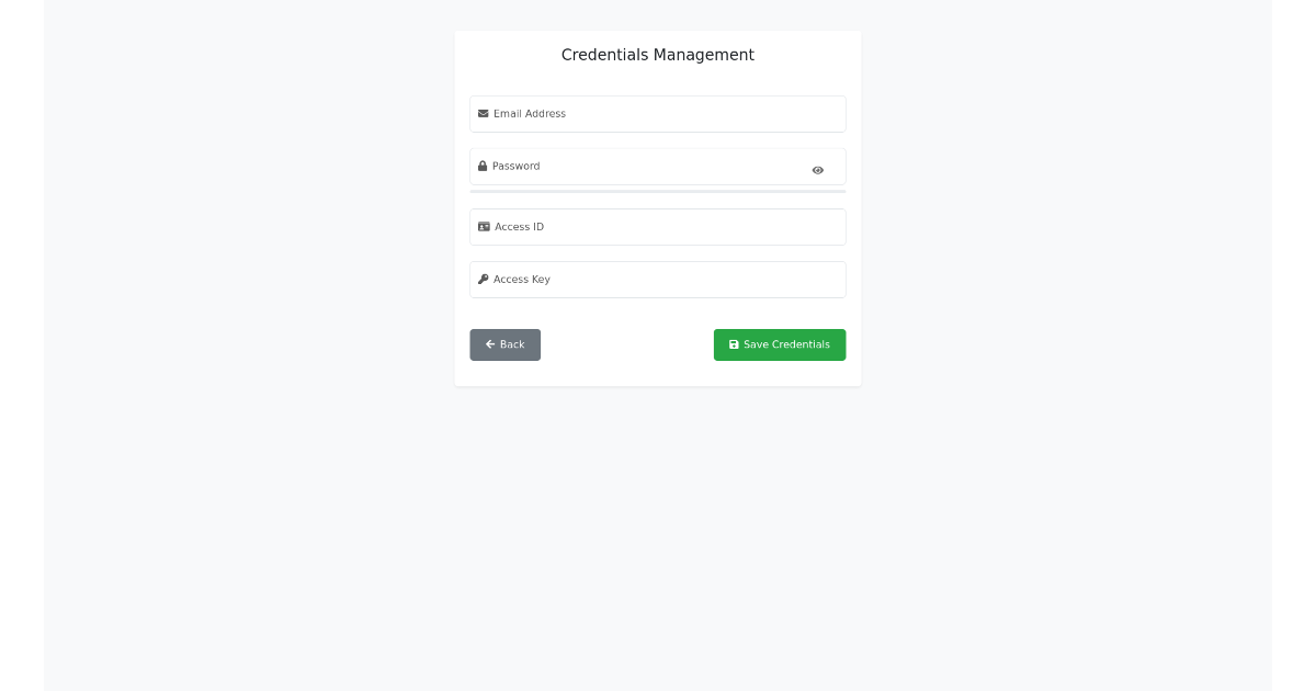 Credentials Management Form - Free Html, Bootstrap Component