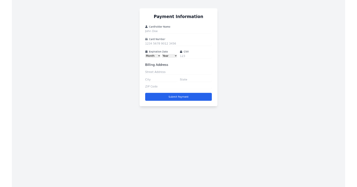 Payment Form - Free React, Tailwind Component