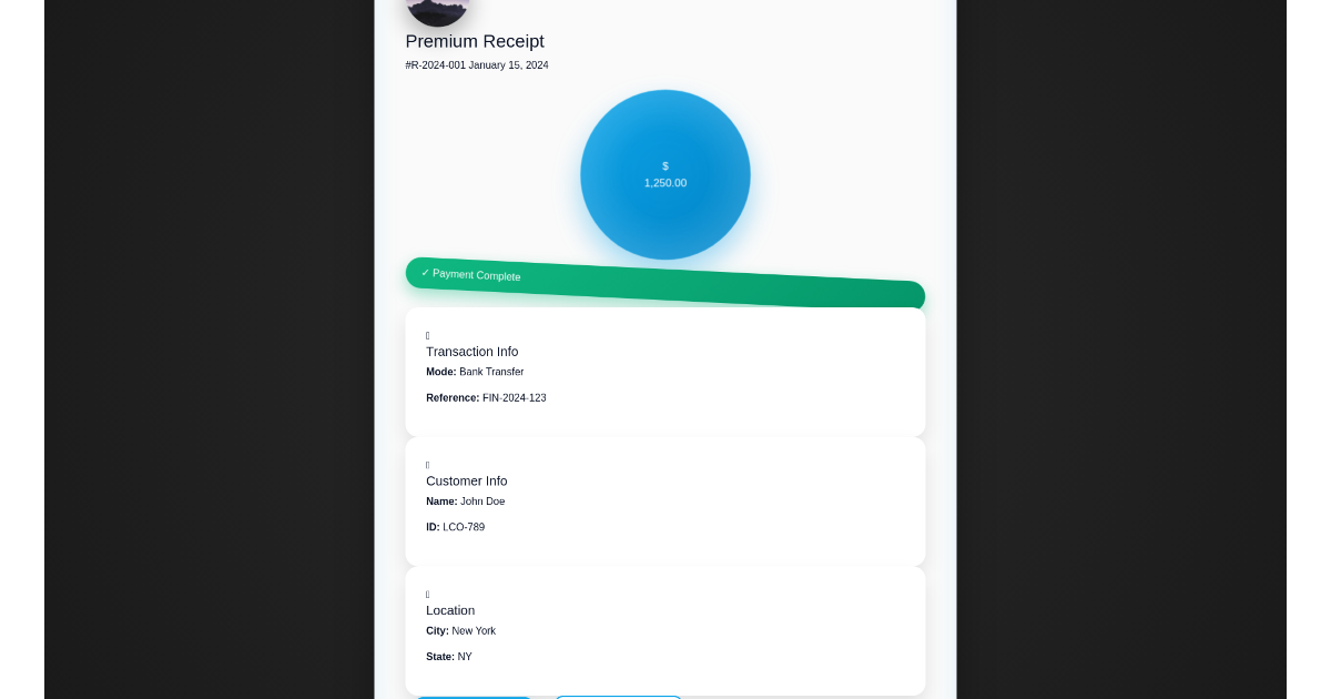 Payment Receipt Interface - Free Html, Bootstrap Component