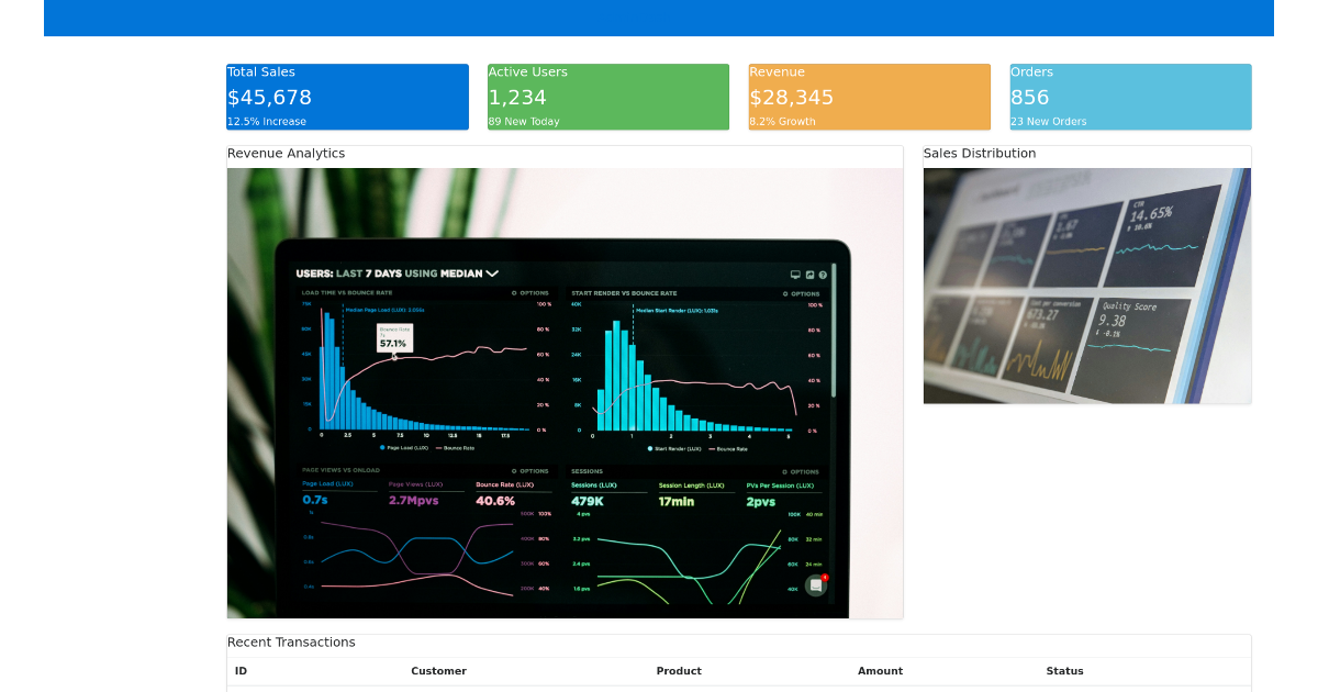 Admin Dashboard Layout - Free Html, Bootstrap Component