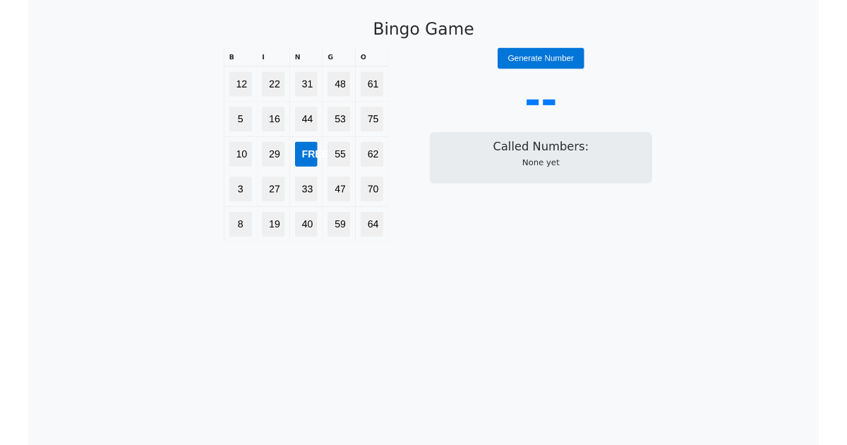 Bingo Game Generator - Free Html, Bootstrap Component