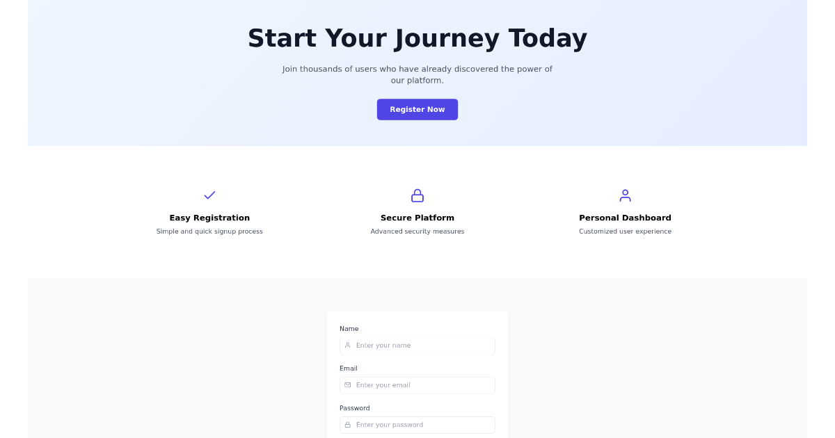 Beautiful Animated Landing Page for Registration | React & Tailwind