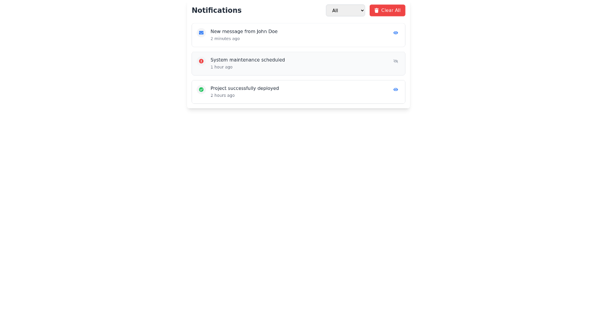 Notification Timeline - Free React, Tailwind Component