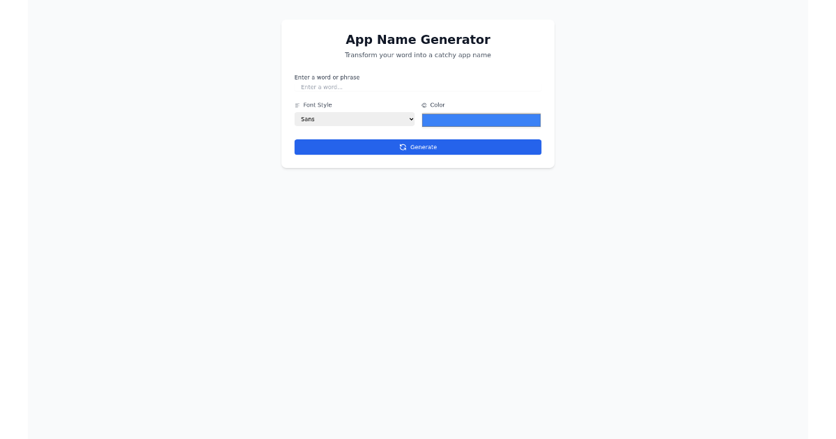 App Name Generator - Free React, Tailwind Component