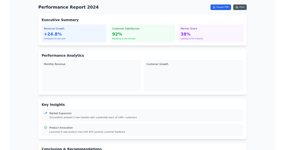 Report Generator Component - Free Html, Tailwind Component