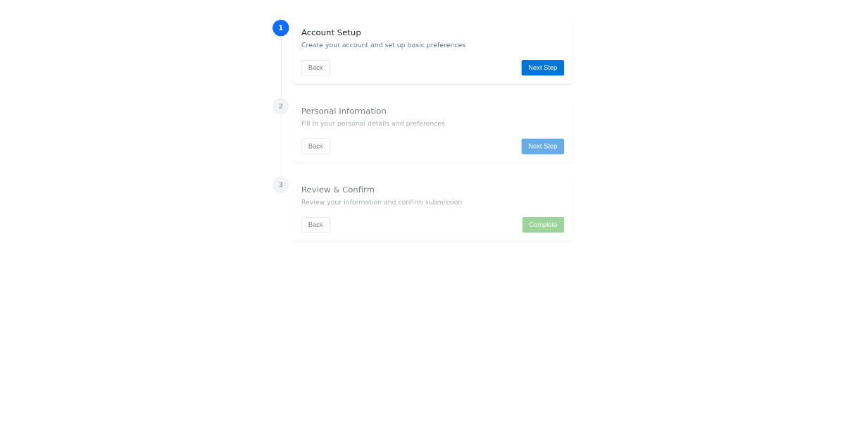 Vertical Process Stepper Free Html Bootstrap Component