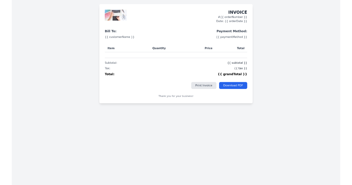E-commerce Invoice Generator - Free Html, Tailwind Component