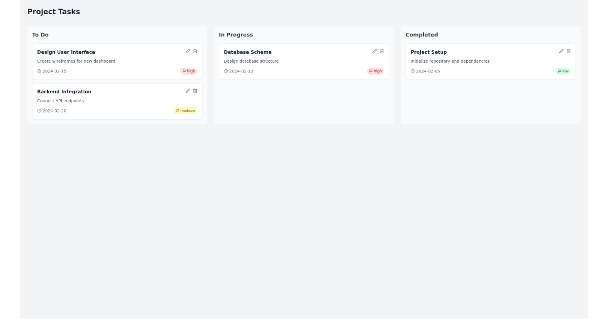 Kanban Board - Free React, Tailwind Component
