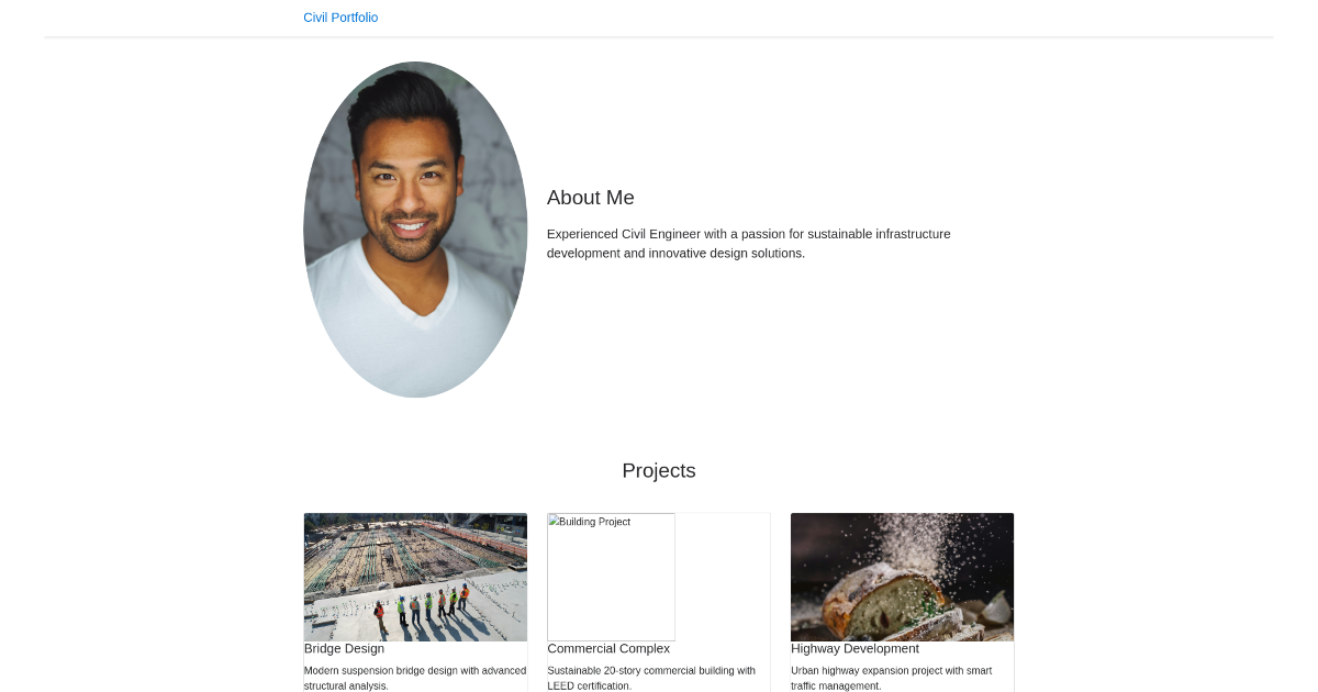 Civil Engineering Portfolio - Free Html, Bootstrap Component