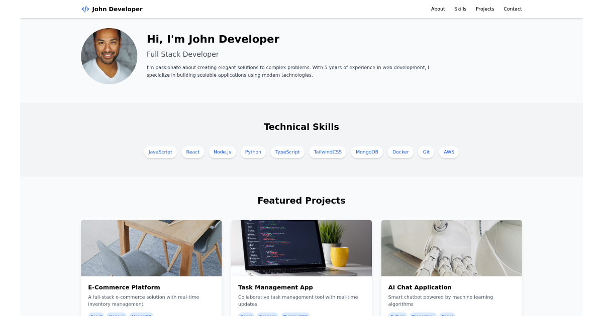 Portfolio - Free React, Tailwind Component