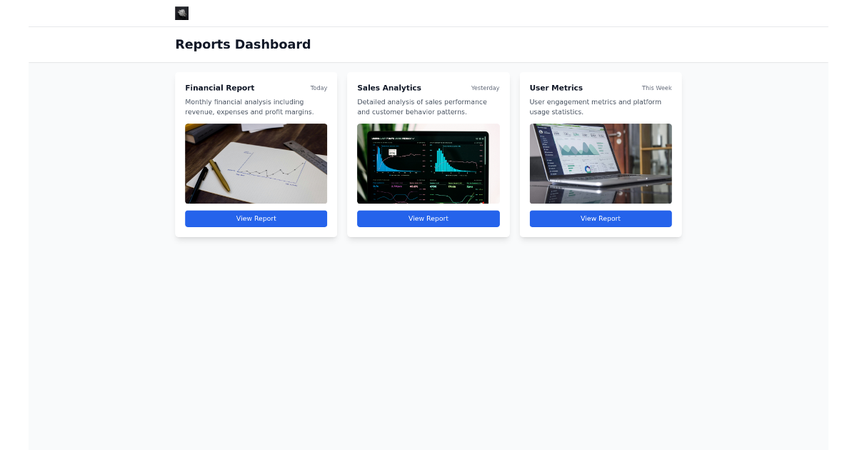 Reports Dashboard Layout - Free Html, Tailwind Component