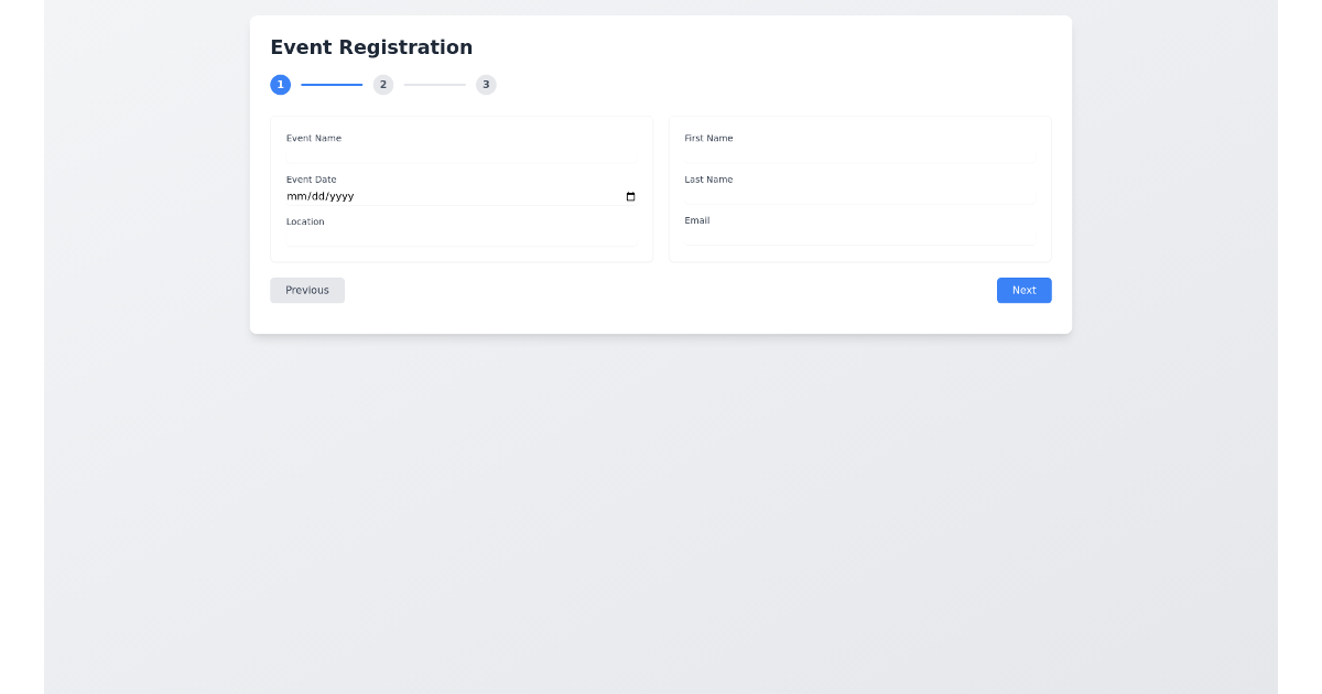 Event Registration Dashboard - Free Html, Tailwind Component