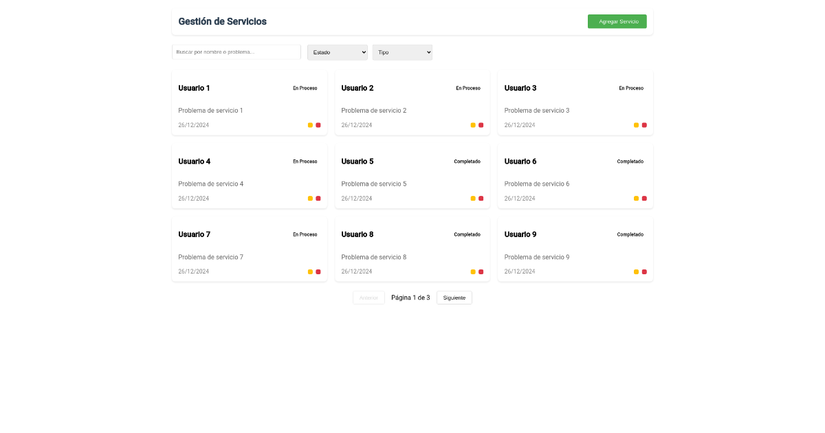 Service Management Interface - Free Angular, Css Component