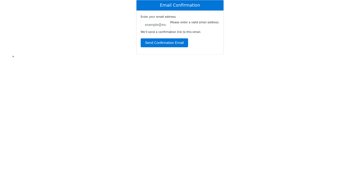 Email Confirmation Form - Free Html, Bootstrap Component