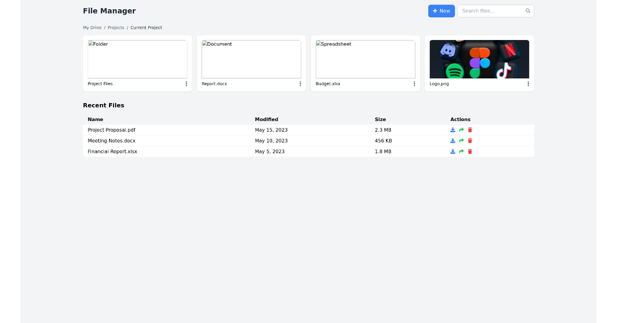 File Management U I - Free Html, Tailwind Component