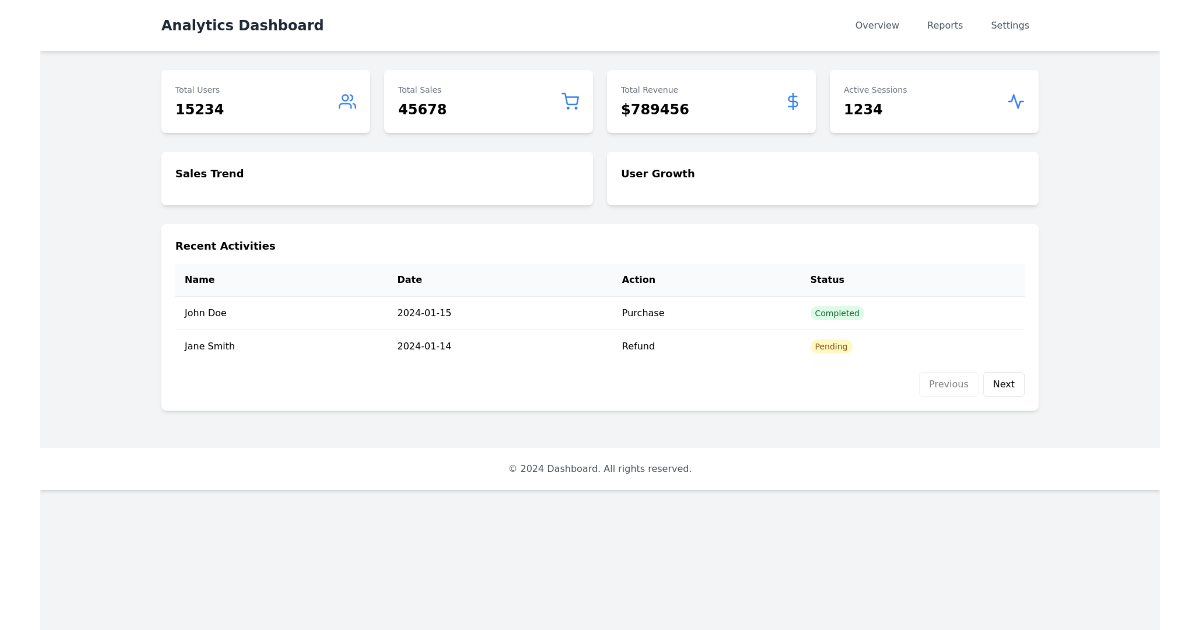 Mock Data - Free React, Tailwind Component