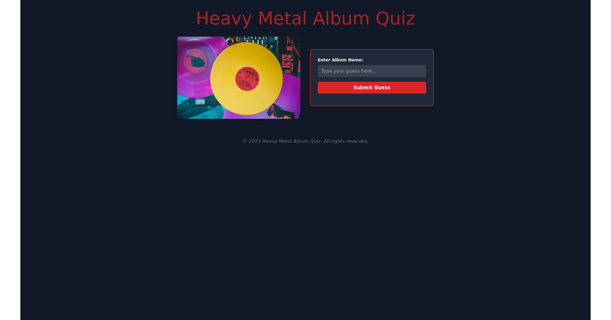Heavy Metal Quiz - Free Html, Tailwind Component