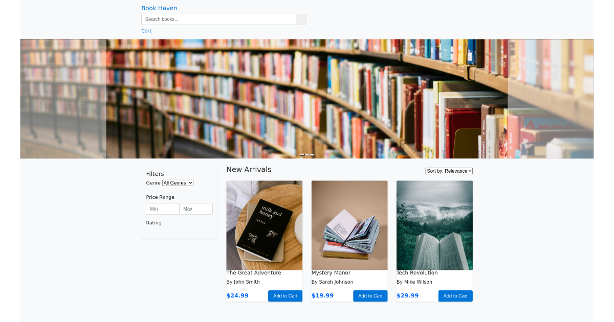 Book Shop Homepage - Free Html, Bootstrap Component
