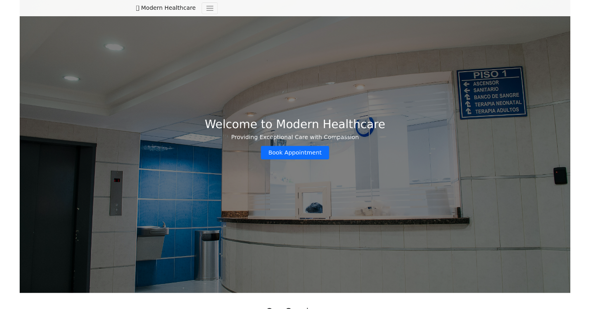 Hospital Homepage Component - Free Html, Bootstrap Component