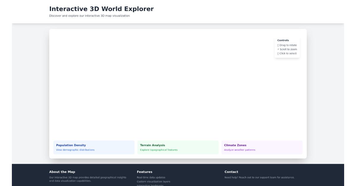 3 D Map Explorer - Free Html, Tailwind Component