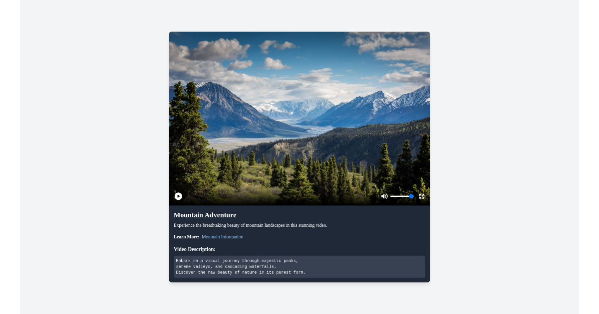 Responsive HTML5 Video Player with Fullscreen & Volume Control | Tailwind UI