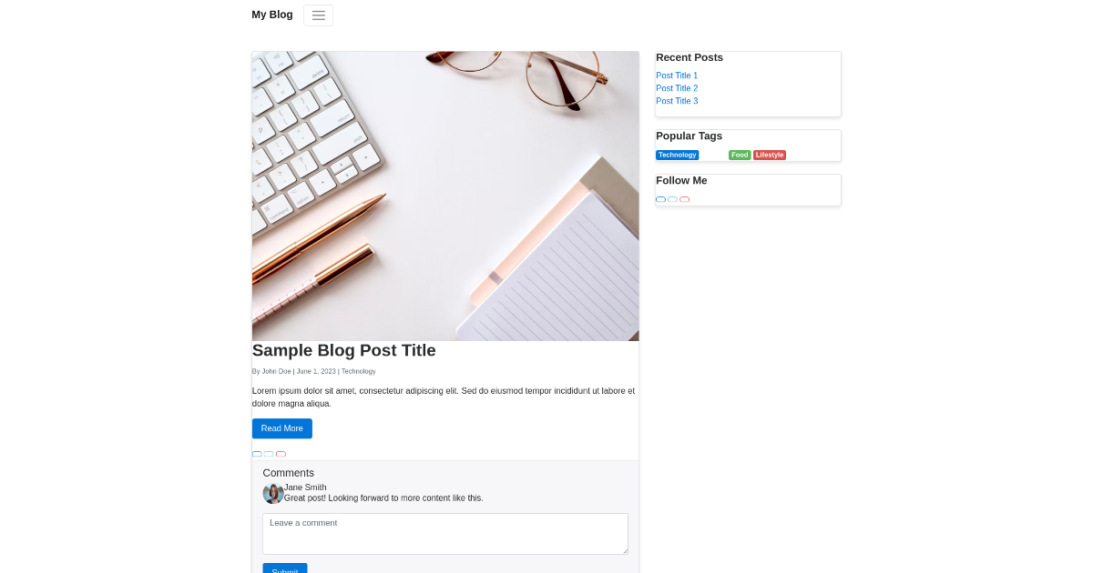 Personal Blog Interface - Free Html, Bootstrap Component